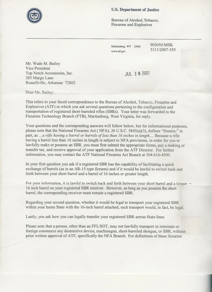 Can I transport a Title II firearm across state lines if it is change ...