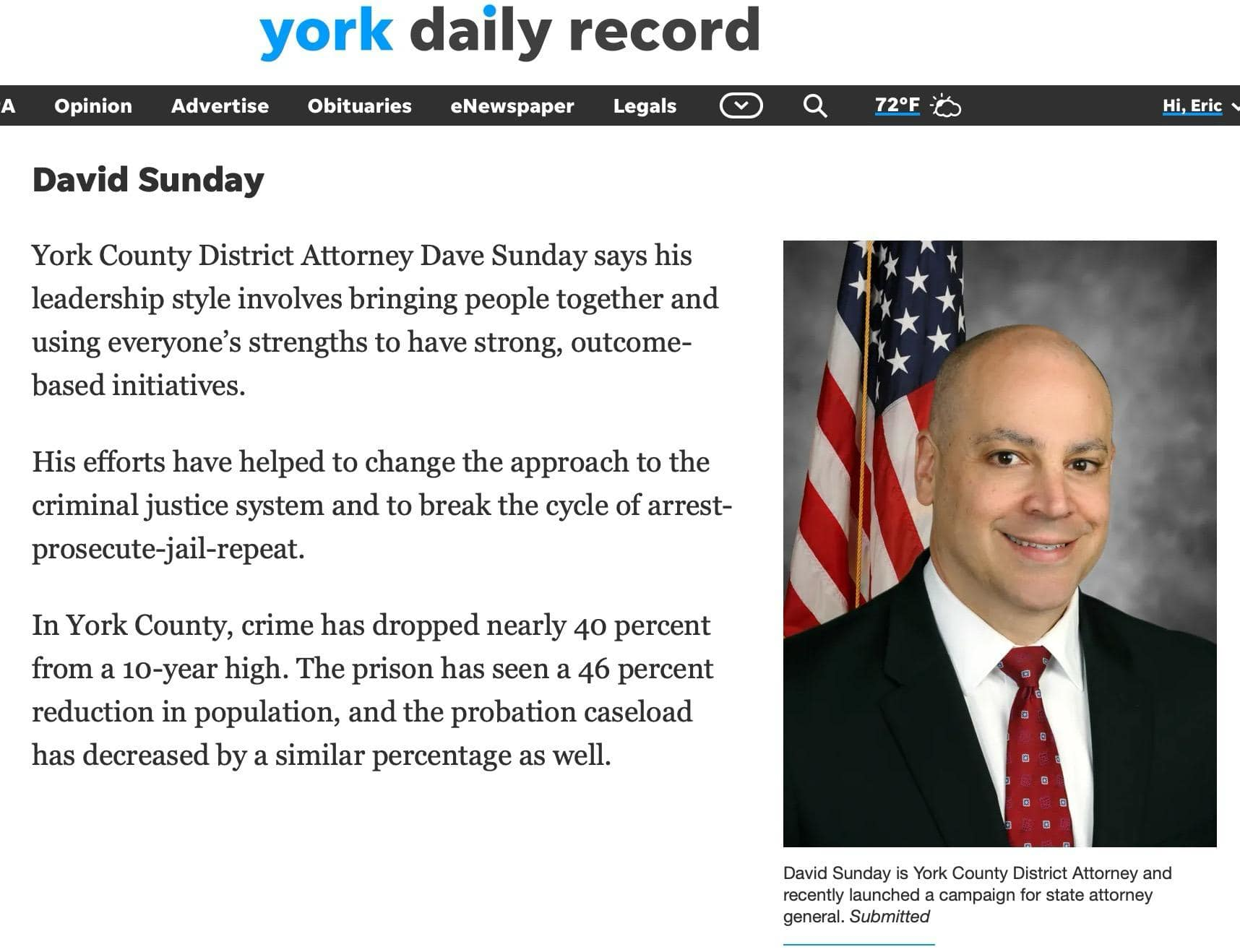 David Sunday For PA Attorney General! – Prince Law Offices Blog