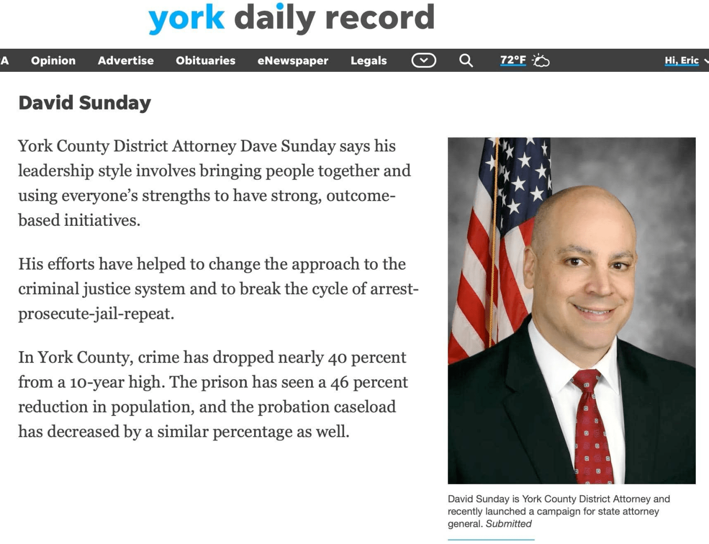 David Sunday For PA Attorney General! – Prince Law Offices Blog